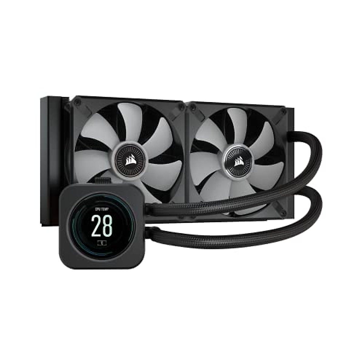 CORSAIR iCUE H100i ELITE LCD Display Liquid CPU Cooler-Custom IPS LCD Screen-40 Dynamic RGB LEDs-120mm Fans-240mm Radiator-COMMANDER CORE Smart Lighting Controller - Black