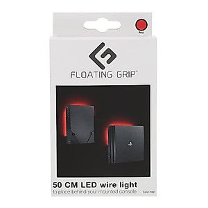 FLOATING GRIP USB LED Light Strip Mood Lighting Accent & Gamer Decor for Video Gaming Consoles & Game Rooms - Compatible with PlayStation or Xbox - Adhesive Strips (0.5 Meter, Red)