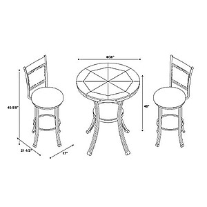 Powell Pewter Metal and Rustic Wood Counter Height 3 Piece Set Franklin Dining