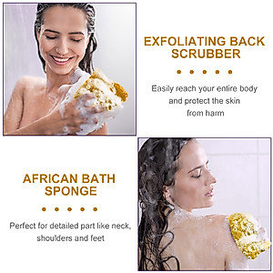 Geiserailie African Long Bathing Net Sponge Long Shower Body Scrubber Back Scrubber Skin Smoother Net Bathing Sponge for Daily Use or Stocking Stuffer(Yellow)