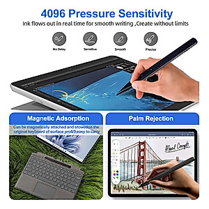 Slim Pen 2 for Microsoft Surface with 4096 Pressure, Eraser & Right-Click, Palm Rejection,Graphite Nib,for Surface Pro 11/10/9/8/7/6/5/4/3/X,Surface Go 3/2/1,Book 3/2/1,Laptop1-3,Surface Studio 2+/2/1