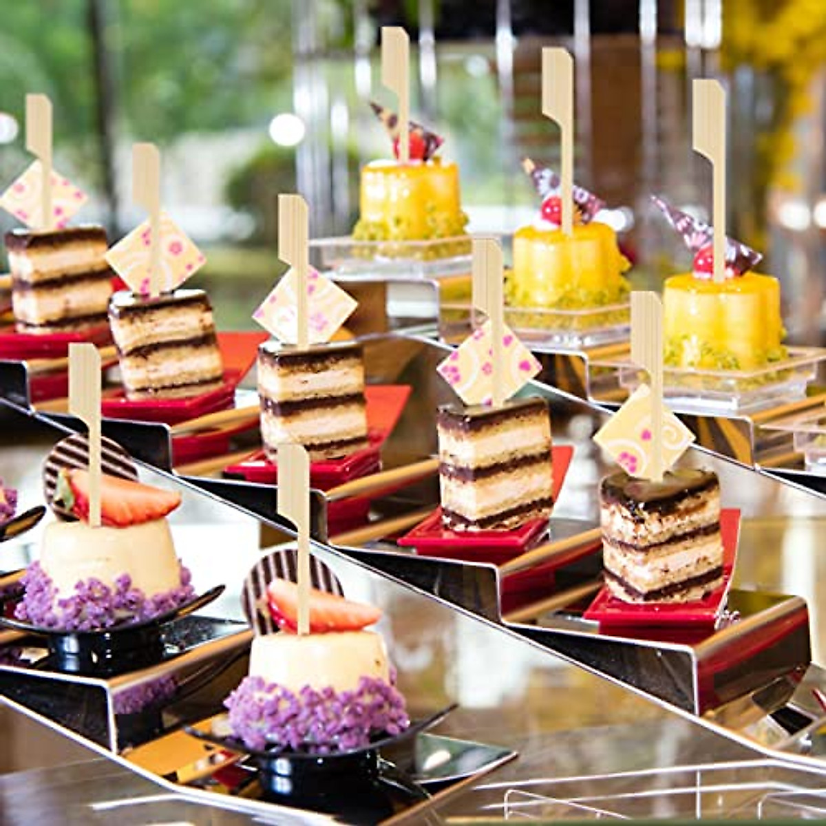 200 Pcs 3.5 inch Bamboo Wooden Paddle Picks Skewers Toothpicks for Cocktail, Appetizers, Fruit, Sandwich, Barbeque Snacks (3.5'')