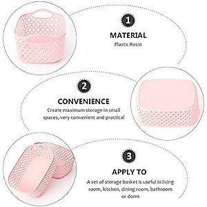 Hemoton 5PCS Sundries Organizer Plastic Storage Basket Storage Bin Cloth Storage for Home Container(Pink)