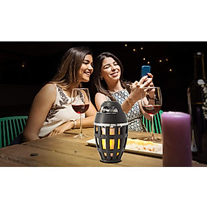 Eternal Home Collection Tiki Torch with Wireless Stereo Speaker | Portable Flame Table Lamp with HD Audio and Enhanced Bass, Black