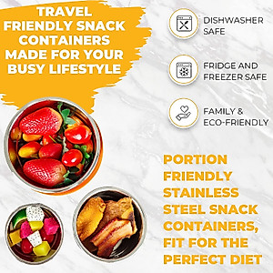 Stainless Steel Dressing Containers with lids, Set of 3 (13oz, 6oz, 3oz) Multipurpose To-Go Meal Prep for Bento Box Lunch Box, Snacks, Tea, Coffee or Food, Leakproof, Stackable and Airtight (BLUE)