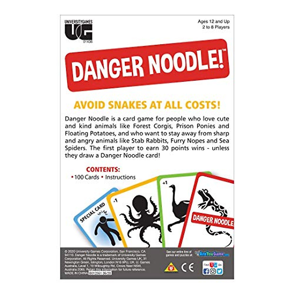 University Games | Danger Noodle Family Card Game, for 2 to 8 Players Ages 12 and Up