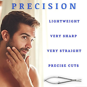 Facial Scissors made from Surgical Stainless Steel, Very Straight, Very Sharp Blades for Precision Cuts, Easy To Use & Comfortable to Hold, Trims Eyebrows, Ear Hair, Nose Hair, Cuticles, Case Included
