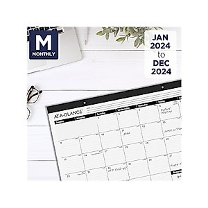 AT-A-GLANCE 2024 Desk Calendar, Desk Pad, 21-3/4" x 17", Large, Ruled Blocks, Monthly (SK240024)