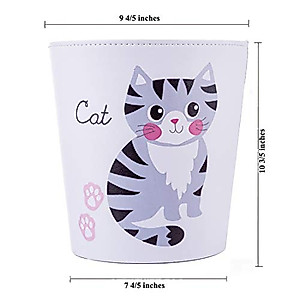 RuiyiF Waste Basket Deskside Decorative Farmhouse Trash Can withoud Lid for Bathroom Kids Room Girls Bedroom Garbage Cans for Kitchen Office Recycling Bin (Cat)