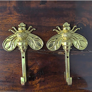 CatchDragon 2pcs Brass Coat Hooks for Wall, Rustic Animal Wall Hooks Gold,Decorative Wall Hooks for Hanging Coats, Towels, Keys, Hat