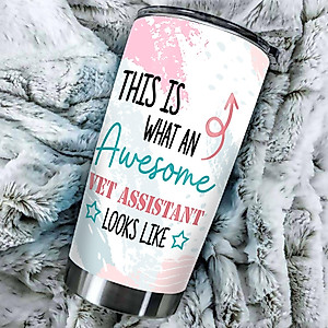 MEDROC Veterinary Assistant Tumbler Stainless Steel 20oz, Funny Vet Assistant Gifts Bulk For Birthday Christmas, Vet Tech Week Gifts For Coworker Women Men Drinking Coffee Cup