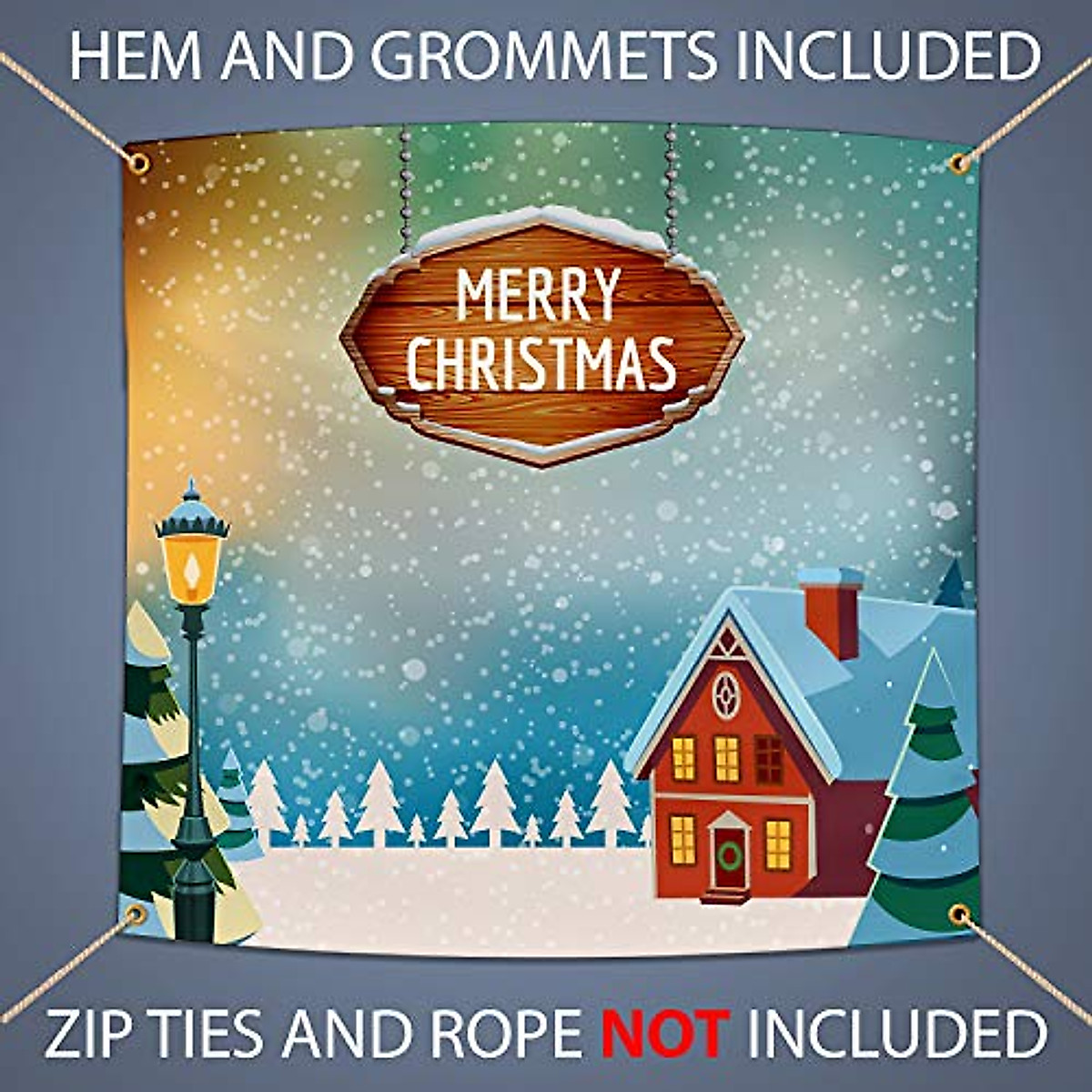 BANNER BUZZ MAKE IT VISIBLE Merry Christmas Banner, Heavy Duty 11 Oz Vinyl, Holiday Christmas Party Decor Banner Sign with Metal Grommets & Hemmed Edges, Perfect for Indoor Outdoor Decor (8' X 3.5')