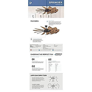 Springer Collection 60-Inch 12-Blade Distressed Walnut Coastal Windmill Ceiling Fan, Bronze