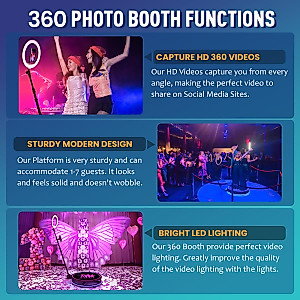 360 Photo Booth Machine for Parties,360 Camera Booth with Battery Pack,APP,Custom Magnetic Logo,etc Deluxe Suit,Control by APP or Remote (100cm/39.6"+Flight Case)
