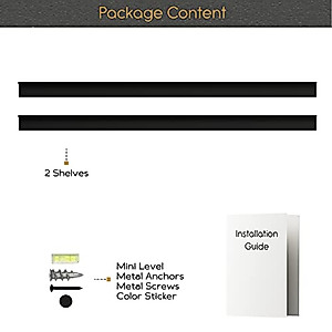 You Have Space Lagos 60" Picture Ledge Shelf for Living Room Decor, Office Decor and Farmhouse Kitchen Decor, Black Set of 2