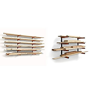 Bora Portamate Wood Organizer and Lumber Storage Metal Rack with 4-Level Wall Mount & Wood Organizer and Lumber Storage Metal Rack with 6-Level Wall Mount – Indoor and Outdoor Use, In Orange