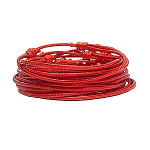 Red Cord Bracelet for Men and Women - Adjustable Kabbalah Protection String - Unisex Waterproof Nylon Cord - Surfer Passion, Strength, Power, Talisman, Good Luck Charm, Energy, Red String of Fate, Love, Evil Eye