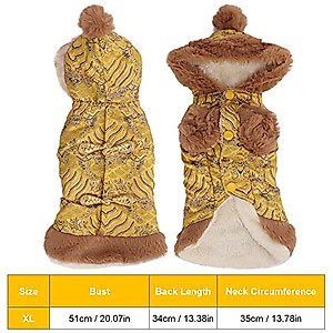 GLOGLOW Dog Costume Tang Suit, Chinese Style Pet Clothing Winter Thickened Warm Dog Cheongsam Satin Clothes with Hat for Small Dogs Puppy Cats