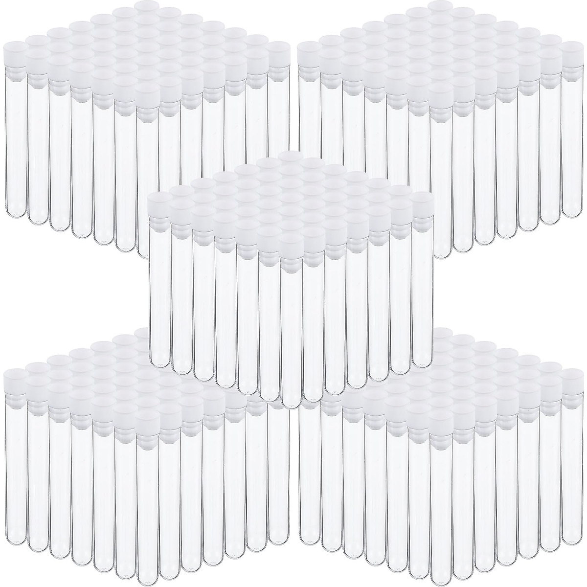 Xuhal 500 Pcs Test Tubes 10 ml Clear Plastic Test Tubes with Caps 16 x 100 mm Small Propagation Tubes for Scientific Experiments Plant Propagation Powder Spices Candy Storage