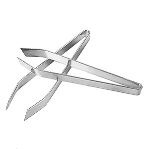 Daycount® Pack of 2 Fish Bone Tweezers, Chicken Feather Tweezer Stainless Fishbone Picker, Clean Tongs Salmon Bone Removal Durable Dishwasher Safe 4.7''