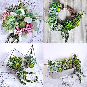 MAXZONE 16 Pack Artificial Succulent Create Realistic Succulent Flocking Plants Unpotted Fake Succulents Plant for Lotus Landscape Decorative Garden Arrangement Decor