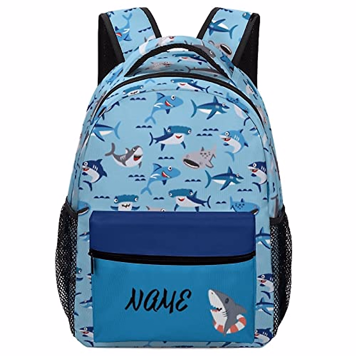 Mrokouay Custom Kid Backpack Cute Shark Personalized School Bookbag with Your Name, Customization Casual Bookbags for Student Girls Boys