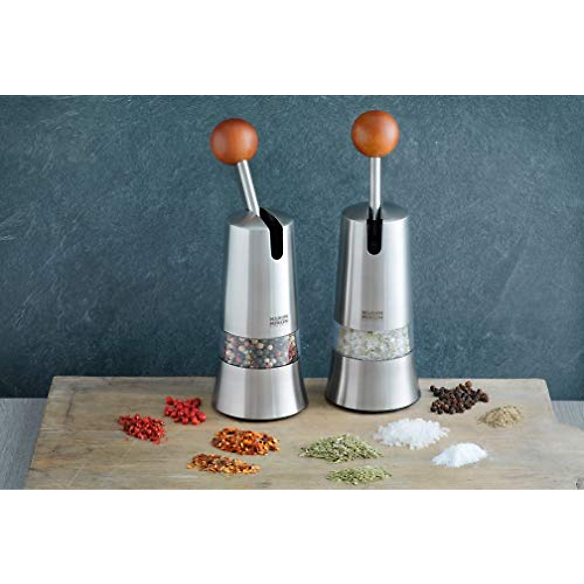 Kuhn Rikon Epicurean Adjustable Ratchet Grinder with Ceramic Mechanism for Salt, Pepper and Spices, 8.5 x 2.75 inches, Stainless Steel