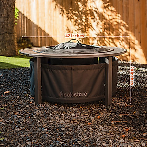 Solo Stove Fire Pit Surround Tabletop, Small | Elevation for Ranger and Bonfire Wood Burning , Powder-Coated Steel/UV-Resistant Outdoor Fabric, Dimensions (HxDia): 20 x 42 in, Black