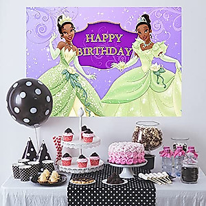Princess Tiana Backdrop for Birthday Party Supplies 5x3ft Princess and The Frog Photo Backgrounds Tiana Theme Baby Shower Banner for Birthday Cake Table Decoration