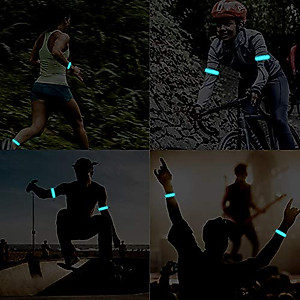 OMKHE Running Light for Runners (2 Pack) Rechargeable LED Armband Reflective Running Gear, LED Light Up Band for Joggers Bikers Walkers(Blue)
