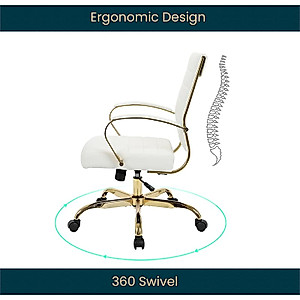Pemberly Row Modern Adjustable Leather Office Chair in White