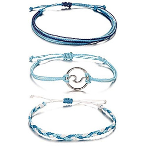 Softones VSCO String Wave Bracelets for Women Girls Handmade Colorful Waterproof Adjustable Braided Beach Bracelet Set for Women