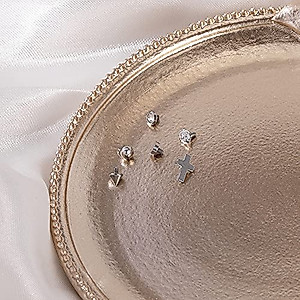 BodyAce 16g Crystal Micro Dermal Tops, Stainless Steel Dermal Base, Rose Gold Dermal Anchor Tops for Women Men, Skin Piercing Tops 3mm 4mm Dermal Piercing Jewelry (D Set:28Pcs(4mm))