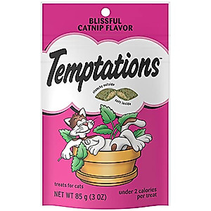TEMPTATIONS Classic Treats for Cats Blissful Catnip Flavor 3 Ounces (Pack of 12)