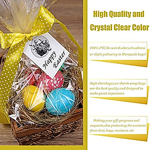 Morepack Shrink Wrap Basket Bags,10 Pieces 18x22 Inches Clear PVC Shrink Wrap Bags for Gift Basket