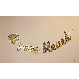 All About Details 40 Years Blessed Cursive Banner (Black & Gold)