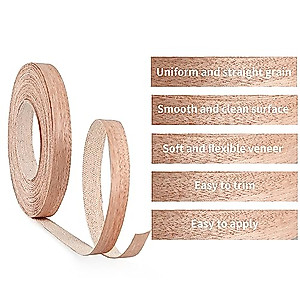 Skelang Okoume Edge Banding, 3/4" X 50' Wood Strip Preglued, Iron on Veneer Edging Tape for Cabinet, Table, Door