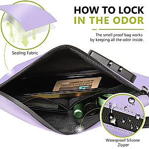 OZCHIN Smell Proof Bag with Combination Lock 10 X 7 inchs Locking Bag PU Leather Waterproof Lockable Case Great Gift Ideal