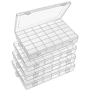 Sooyee 2 Pack 36 Grids Clear Plastic Organizer Box,Craft Organizers and Storage Container with Adjustable Dividers for Beads,Art DIY, Crafts, Jewelry, Screw,Fishing Tackle,Washi Tapes