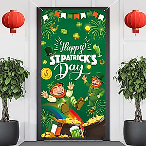 St.Patrick's Day Door Cover Decoration Happy St.Patrick's Day Door Cover Backdrop Fabric Backdrop St.Patrick's Day Front Door Decor Porch Banner Sign for Indoor Outdoor Party Supplies 35in x 70in