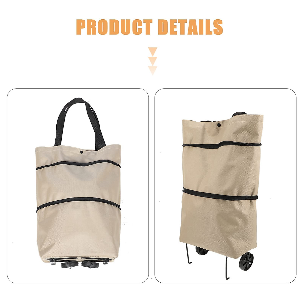 OUNONA Grocery Cart Bag with Wheels Reusable Portable Collapsible Trolley Bags Hand Pulling Utility Collapsible Grocery Bag with Hand Folding Shopping Cart