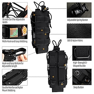 TACTICAL GEEK EXT11 Water Bottle Pouch, Portable Water Bottle Carrier, Drawstring Travel Bottle Holder, Adjustable Outdoor Sports Kettle Carrier Holster, Molle Water Bottle Holder for Backpack (Black)