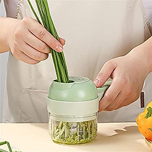 Kitchen Goods Electric Vegetable Cutter Set - 4 in 1 Portable, Rechargeable, Wireless Food Processor & Chopper Machine for Pepper, Garlic, Onion, Celery & Meat