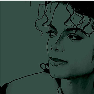 Startonight Canvas Wall Art Black and White Abstract Michael Jackson Celebrity, Artwork Modern Framed Original Art Painting, Unique Luminous Wall Art Minimalism Piece 32" x 32" Day & Night Effect