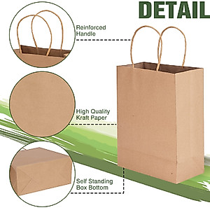 Moretoes 55pcs Gift Bags with Handles, 8x4x10 Inch Gift Bags Medium Size, Paper Bags for Small Business, Brown Paper Gift Bags