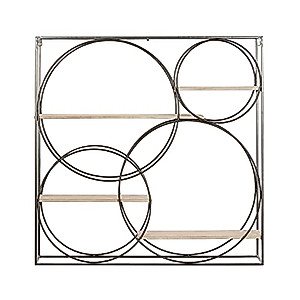 Deco 79 Metal Geometric Wall Shelf, 32" x 7" x 32", Gray