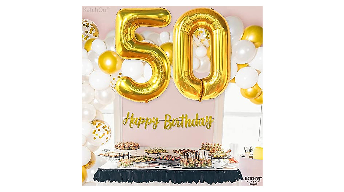 KatchOn Gold 50 Balloon - Perfect for 50th Birthday Decor