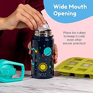 BOZ Kids Water Bottle for School with Straw Lid, Stainless Steel Insulated Water Bottle for Kids, Toddler Water Bottle, Leak Proof Water Bottle for Kids and Toddlers, 14 oz (414ml) (Polar)