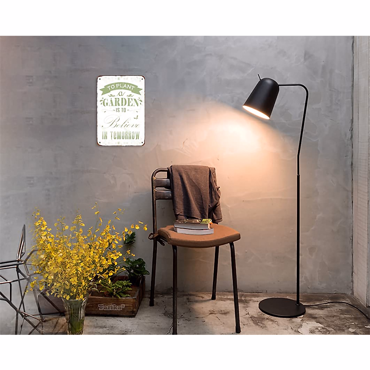 to Plant A Garden is to Believe in Tomorrow 8X12 Inch Retro Look Metal Decoration Painting Sign for Home Cafe Shop Bar Pub Man Cave Funny Wall Decor