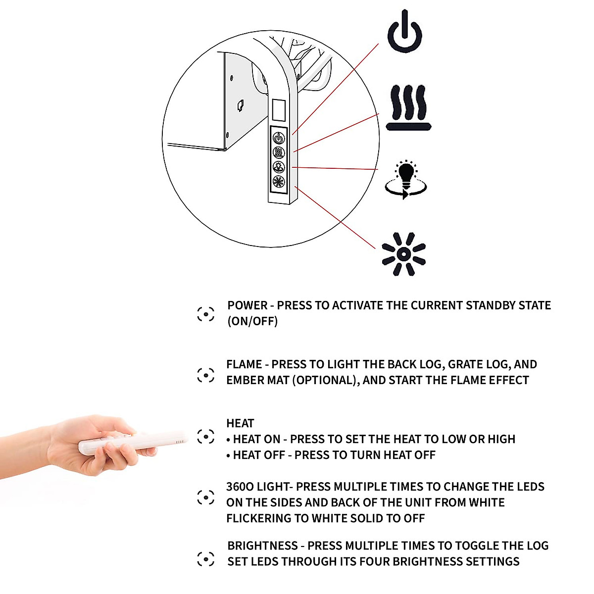 Dimplex Revillusion Electric Fireplace Log Insert - 20 Inch Faux Wooden Logs, Plug in Electric Heater; Remote Control Included - Supplemental Zone Heat | Model #RLG20